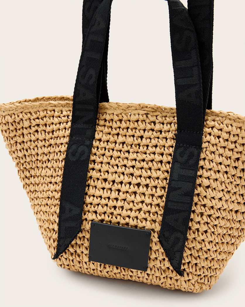 Celayne Mini Straw Tote Bag ALMOND | ALLSAINTS